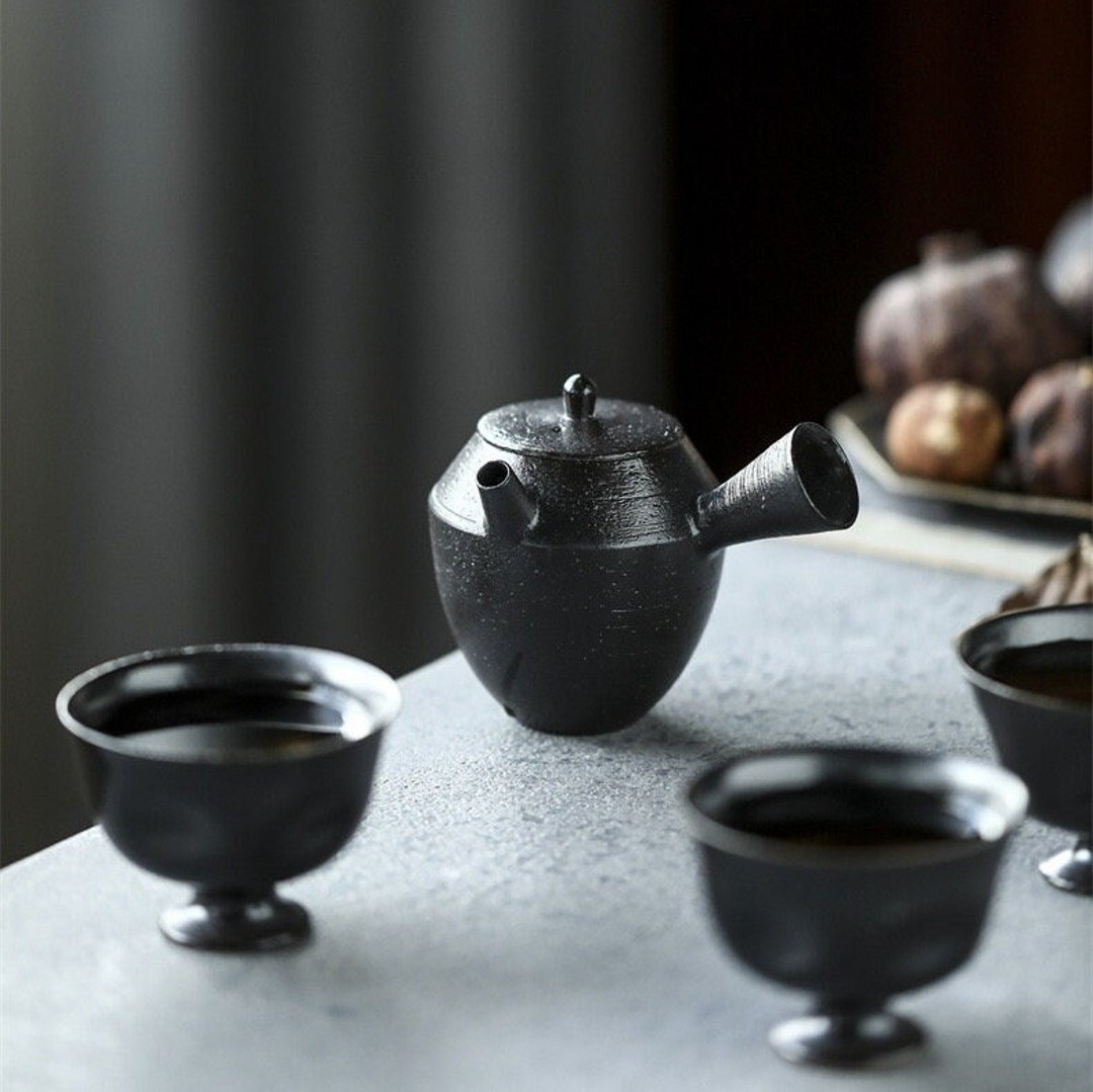 Handmade Side Handle Teapot Set,black Pottery Teapot Set,100-120ml - Etsy