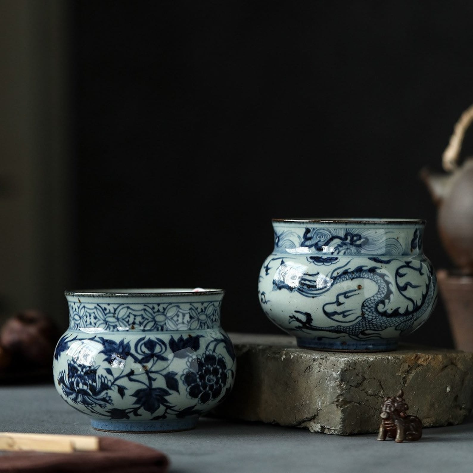 800ml Jingdezhen Hand-painted Peony/cloud Dragon/winding Stem Pattern ...
