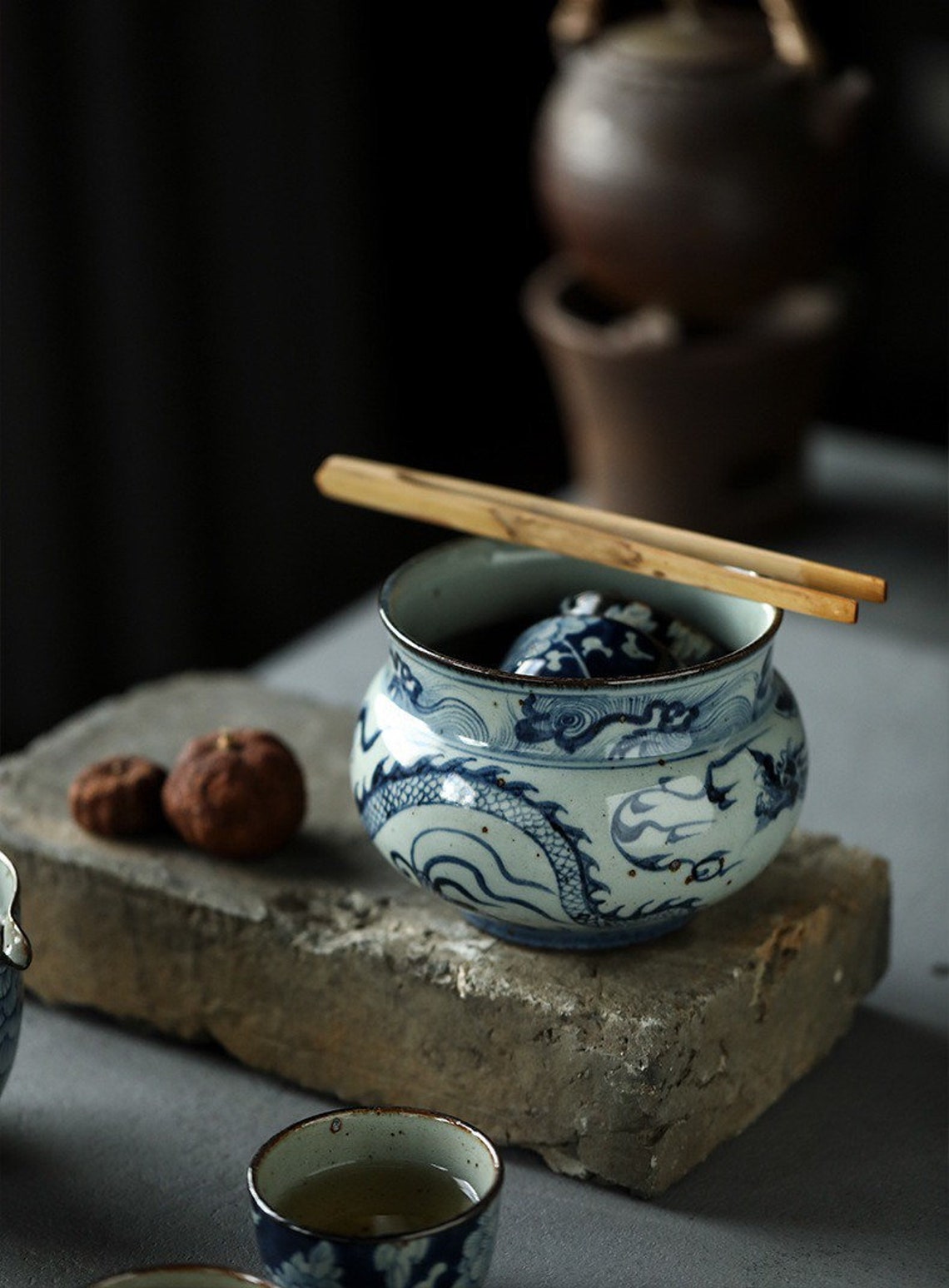 800ml Jingdezhen Hand-painted Peony/cloud Dragon/winding Stem Pattern ...