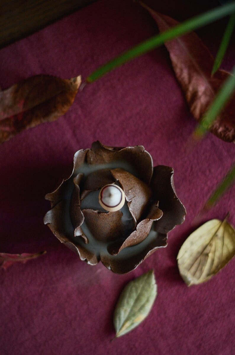 Cu Tao Clay Unglazed Handmade Peony Incense Burner - Etsy