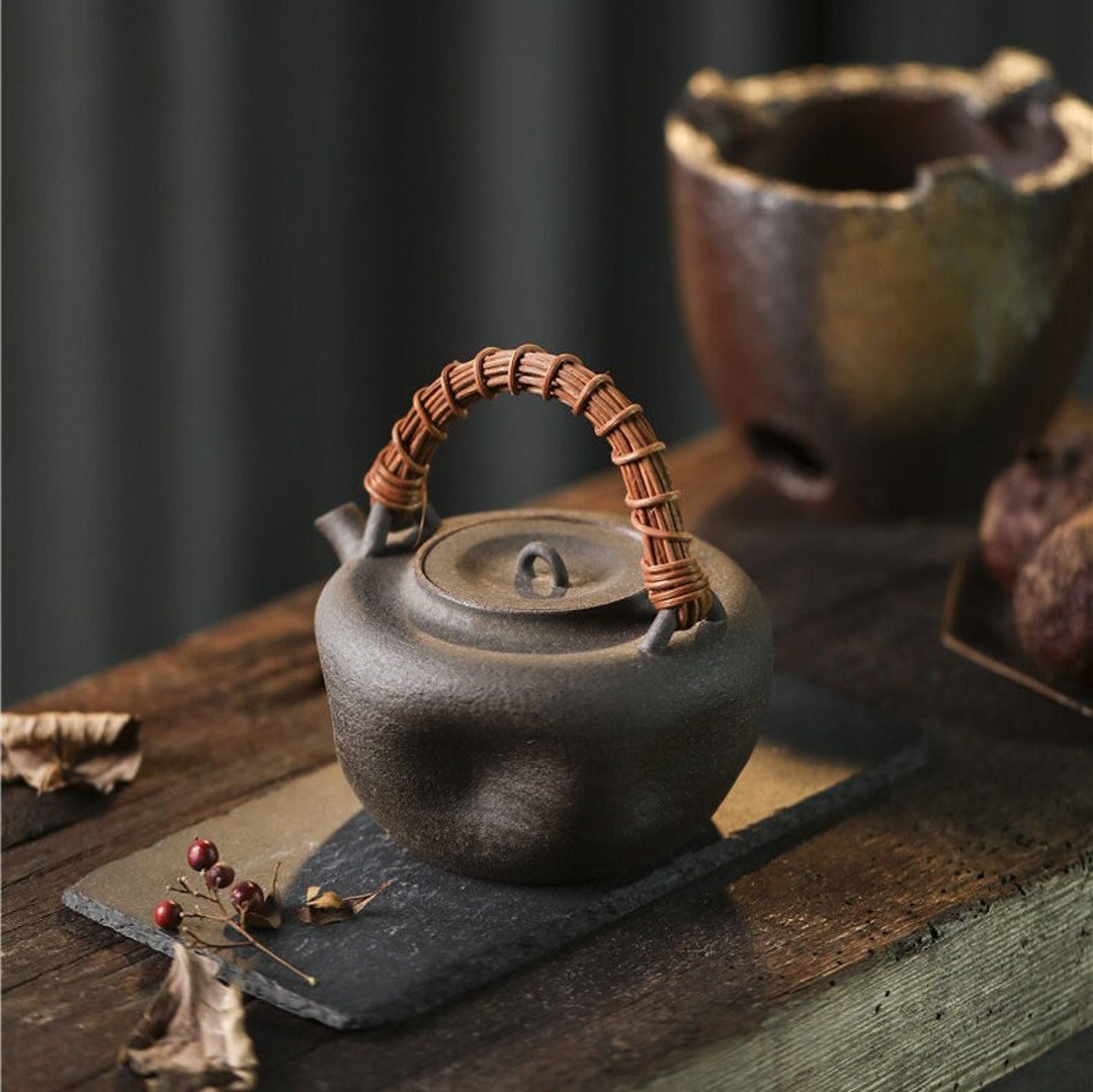 Wood Fired 800ml Handmade Pottery Clay Kettle,top -handle Kettle ...