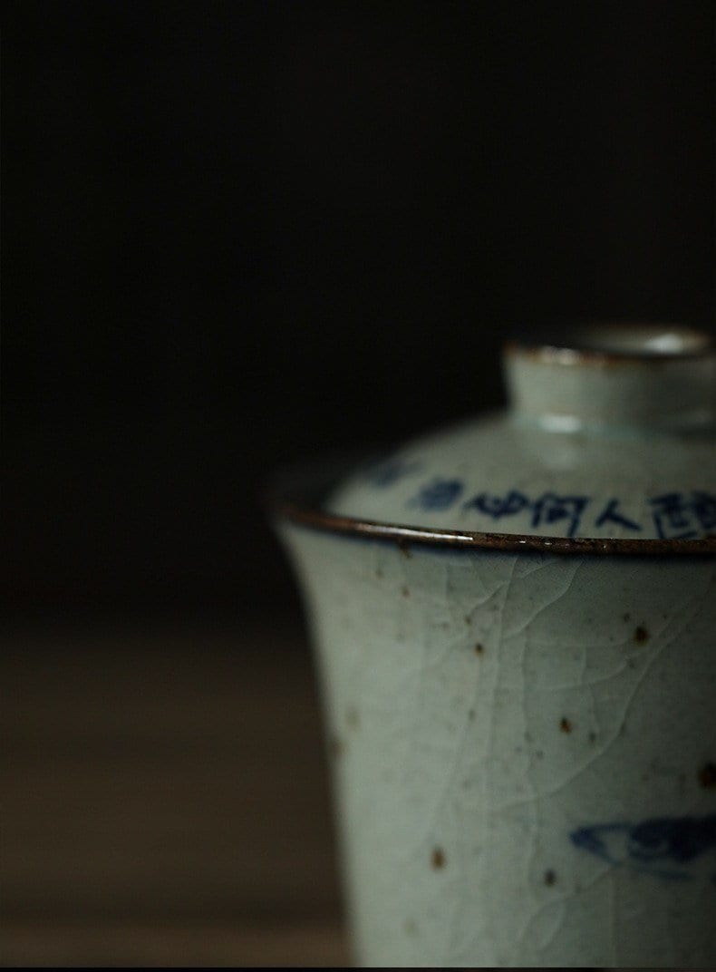 120ml Jingdezhen Hand-painted Fish Qinghua 青花 Pottery Gaiwan - Etsy