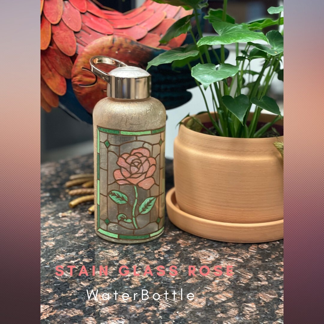 Stain Glass Rose Water Bottle - Etsy