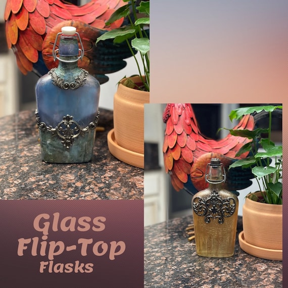 Glass Flip-top Flask 17 Oz - Etsy