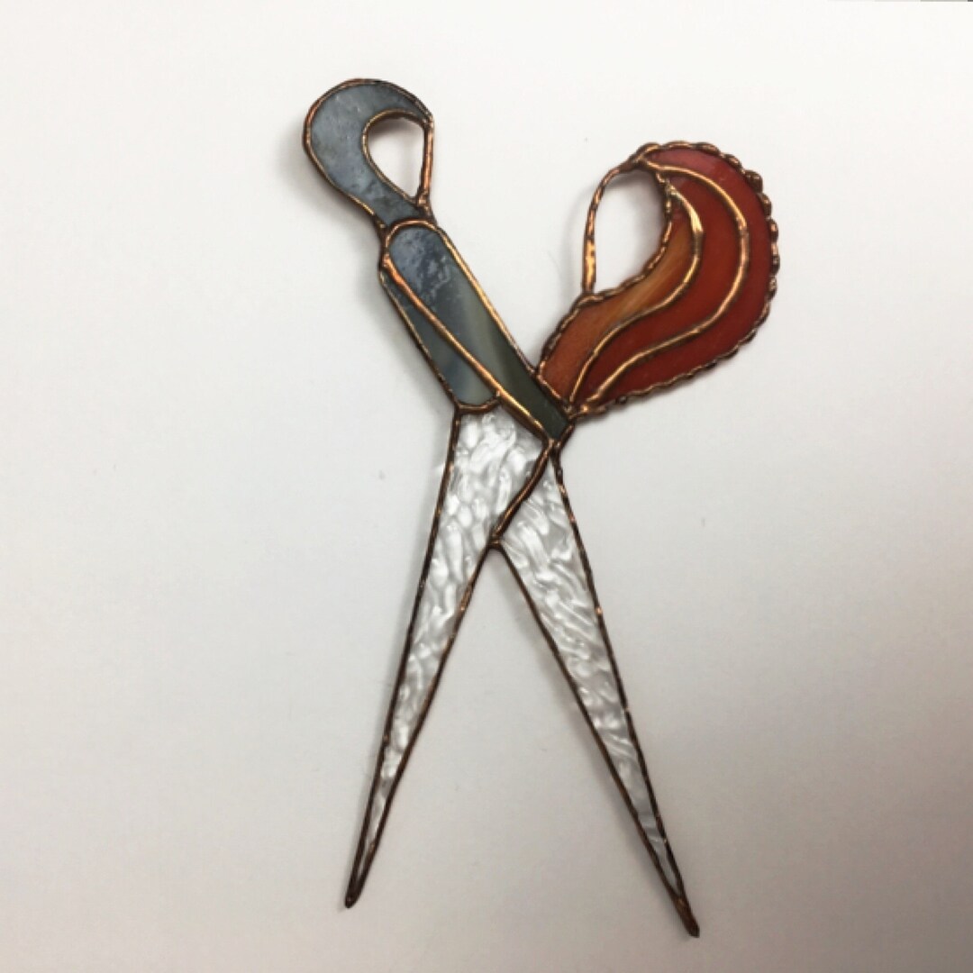 Gift for Lovers, Vintage Glass Scissors for Decoration, Stained Glass ...
