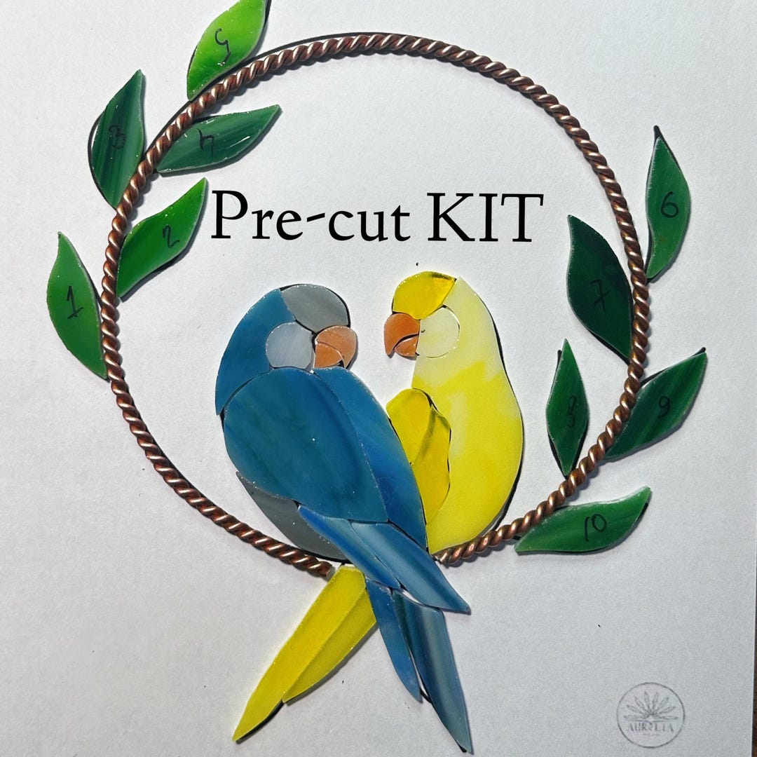 Precut Quaker Parrots Stained Glass Kit - Stained Glass Parrot Kit ...