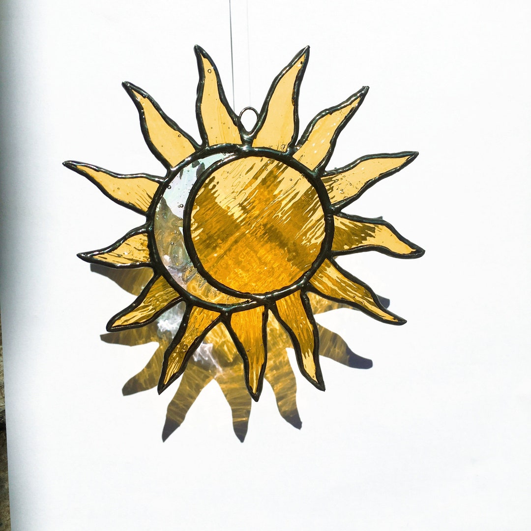 Stained Glass Sun and Moon Sun Catcher, Stained Glass Sun and Moon ...