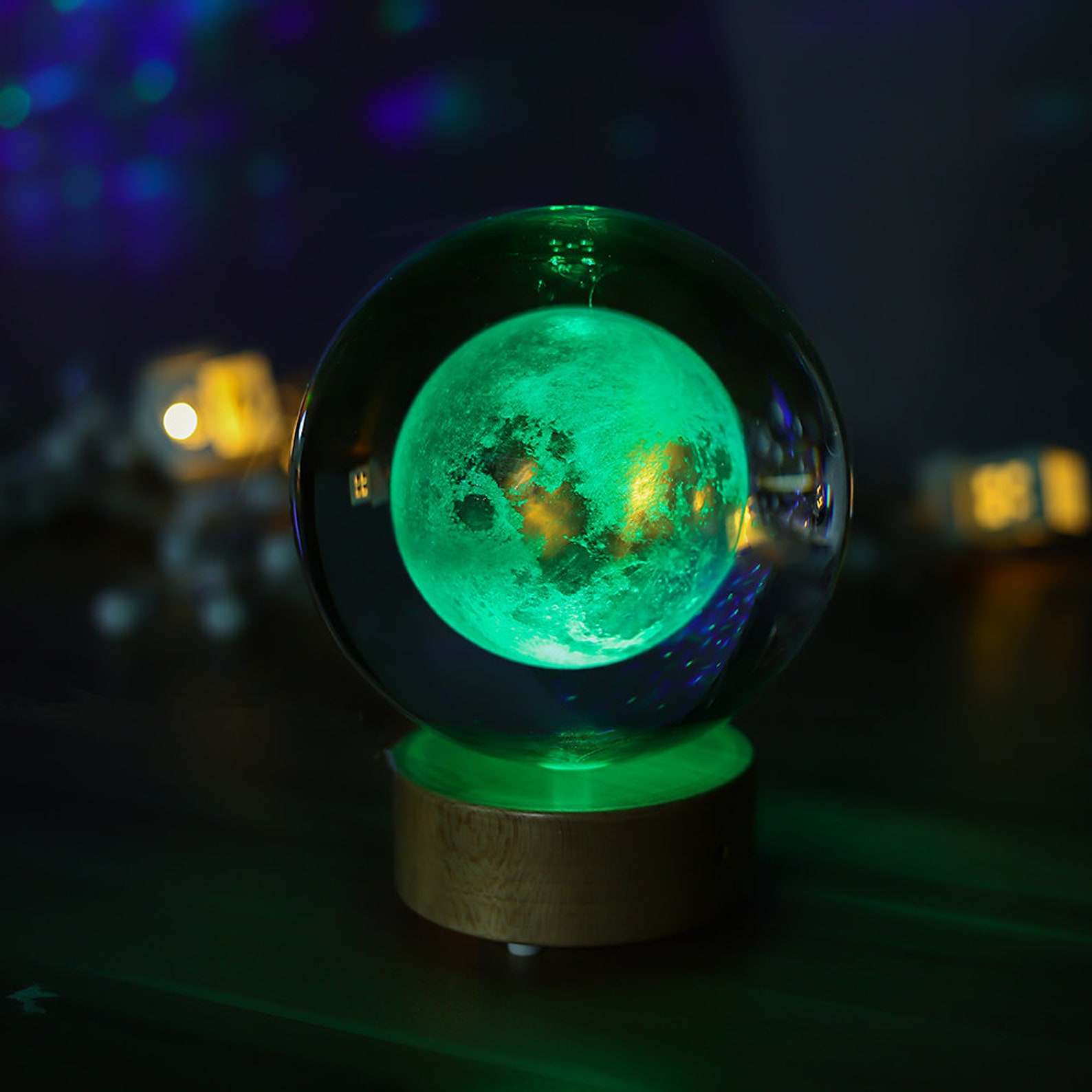 3D Moon Lamp Crystal Etched Moon Space Gift Astronomy Gift | Etsy