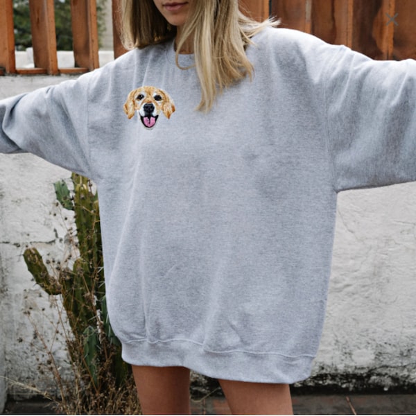 Dog Embroidery Sweatshirt - Etsy