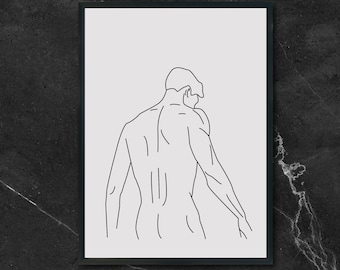 Man Line Art Print, Printable Wall Art, Line Art Print, Line Art Man ...