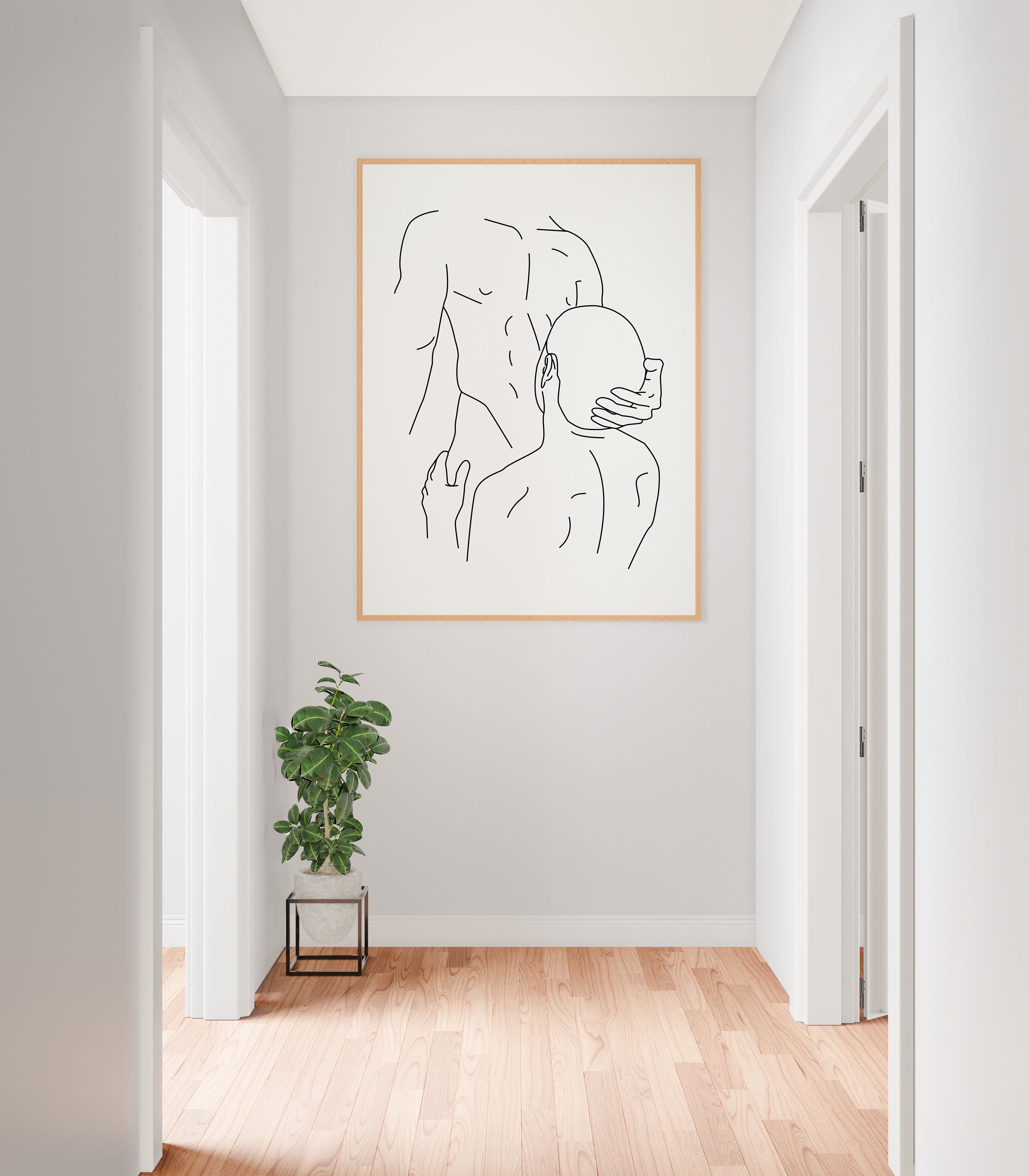 Gay Couple Hugging, Gay Kiss Line Art Print, Printable Wall Art, Line ...