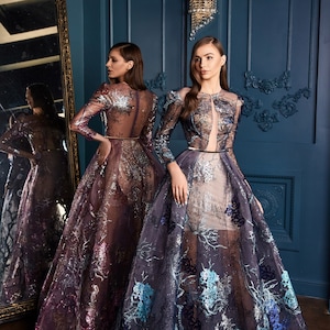 Shining Celebrity Dress Embroidered With a Delicate Pattern of - Etsy