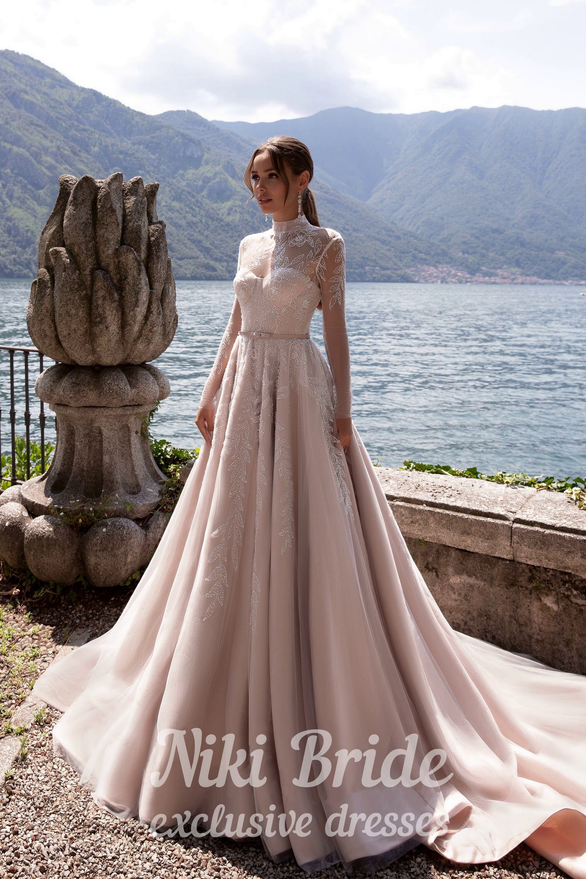 Chic Royal Lace Wedding Dress. Lace Embroidered With Sequins / - Etsy