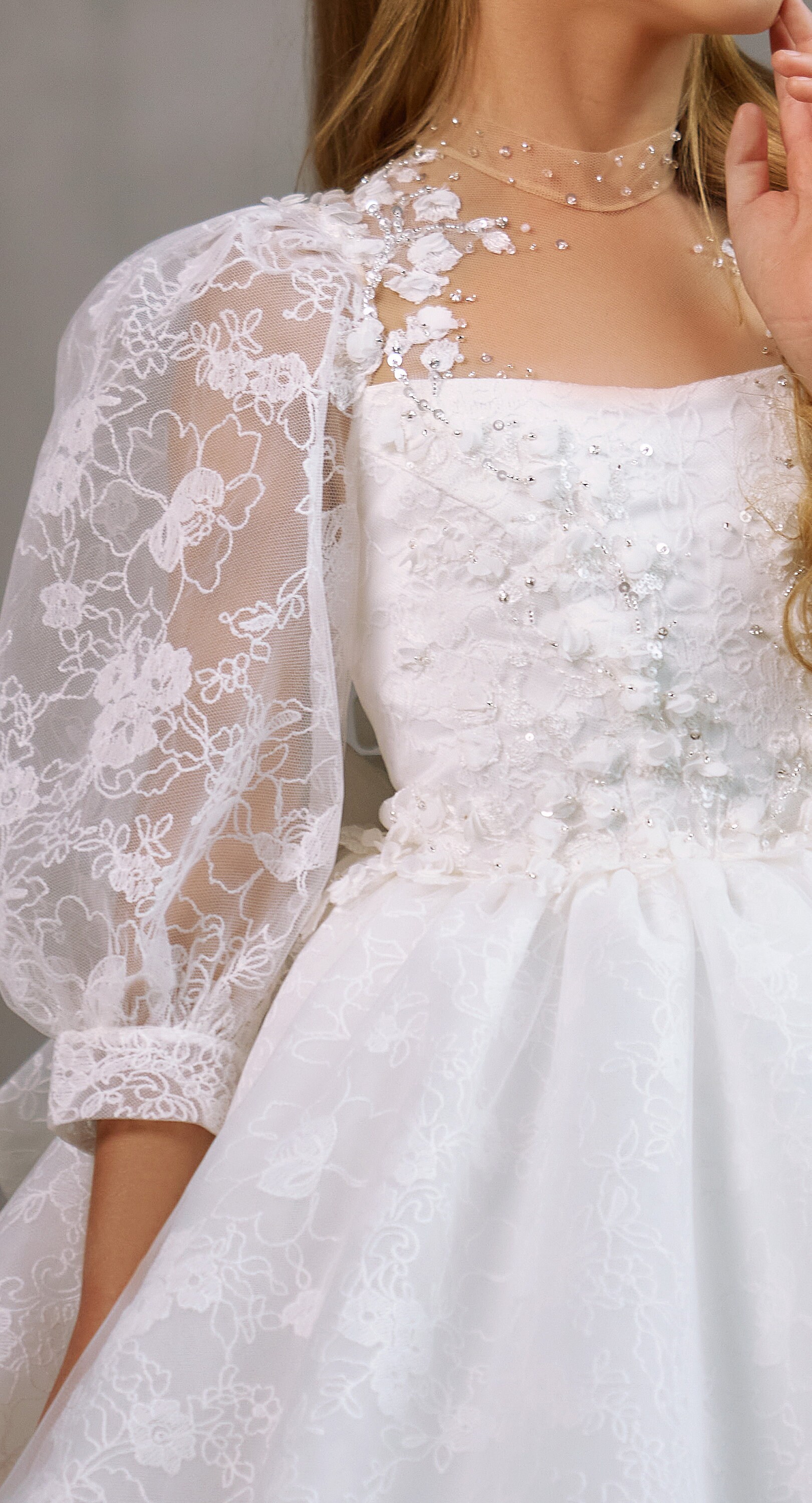 Matte White Lace Dress. White Lace Communion Dress. Volumetric - Etsy