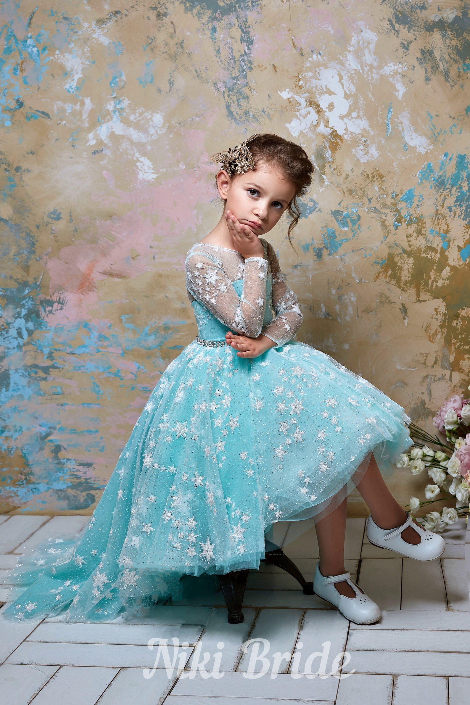Dress of the Little Princess. Glitter Dress in Shining Stars. | Etsy