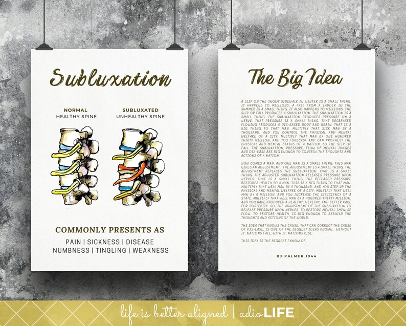 Subluxation Chart Chiropractic Office Poster Spinal Nerve | Etsy