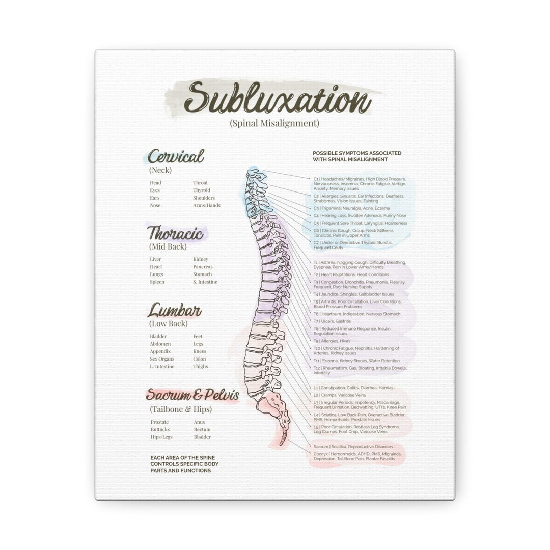 Subluxation Canvas, Chiropractic Artwork, Spinal Nerve CNS Chart - Etsy
