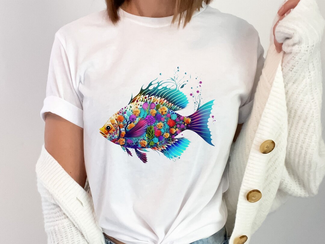Tropical Fish Graphic T-shirt – Colorful Ocean Design - Etsy