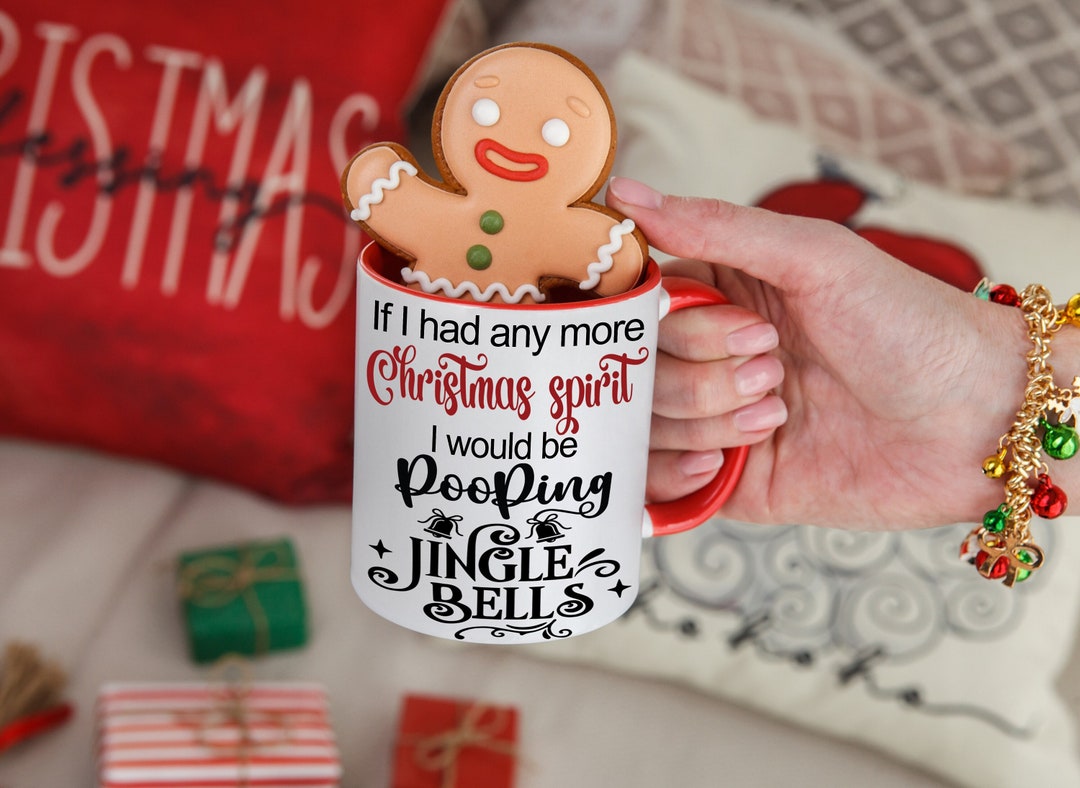 Funny Christmas Mug - Jingle Bells Pooping Gingerbread Man - Holiday ...