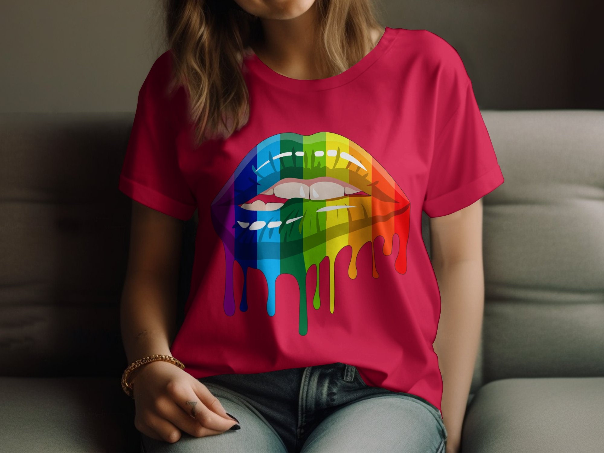 Rainbow Lips Shirt, Rainbow Pride Lips Shirt, LGBT Lips Shirt, LGBTQ ...