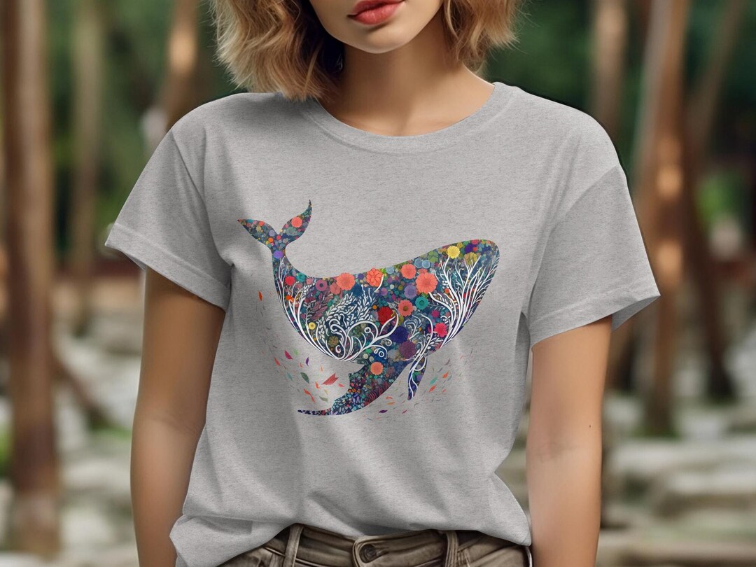 Watercolor Whale T-shirt, Trendy Ocean Tee, Aesthetic Whales Tshirt ...
