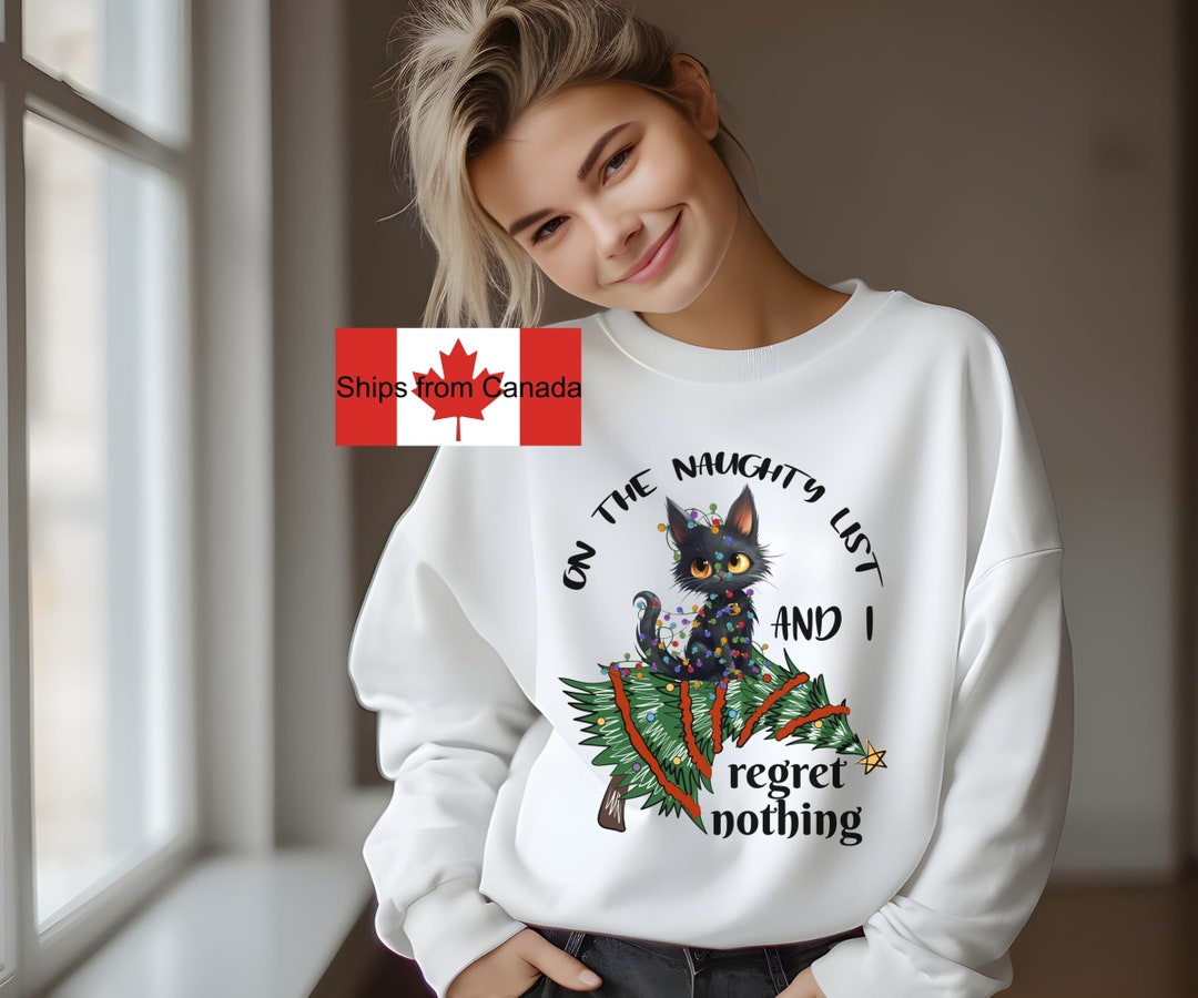 On Naughty List and I Regret Nothing Cat Funny Christmas - Etsy