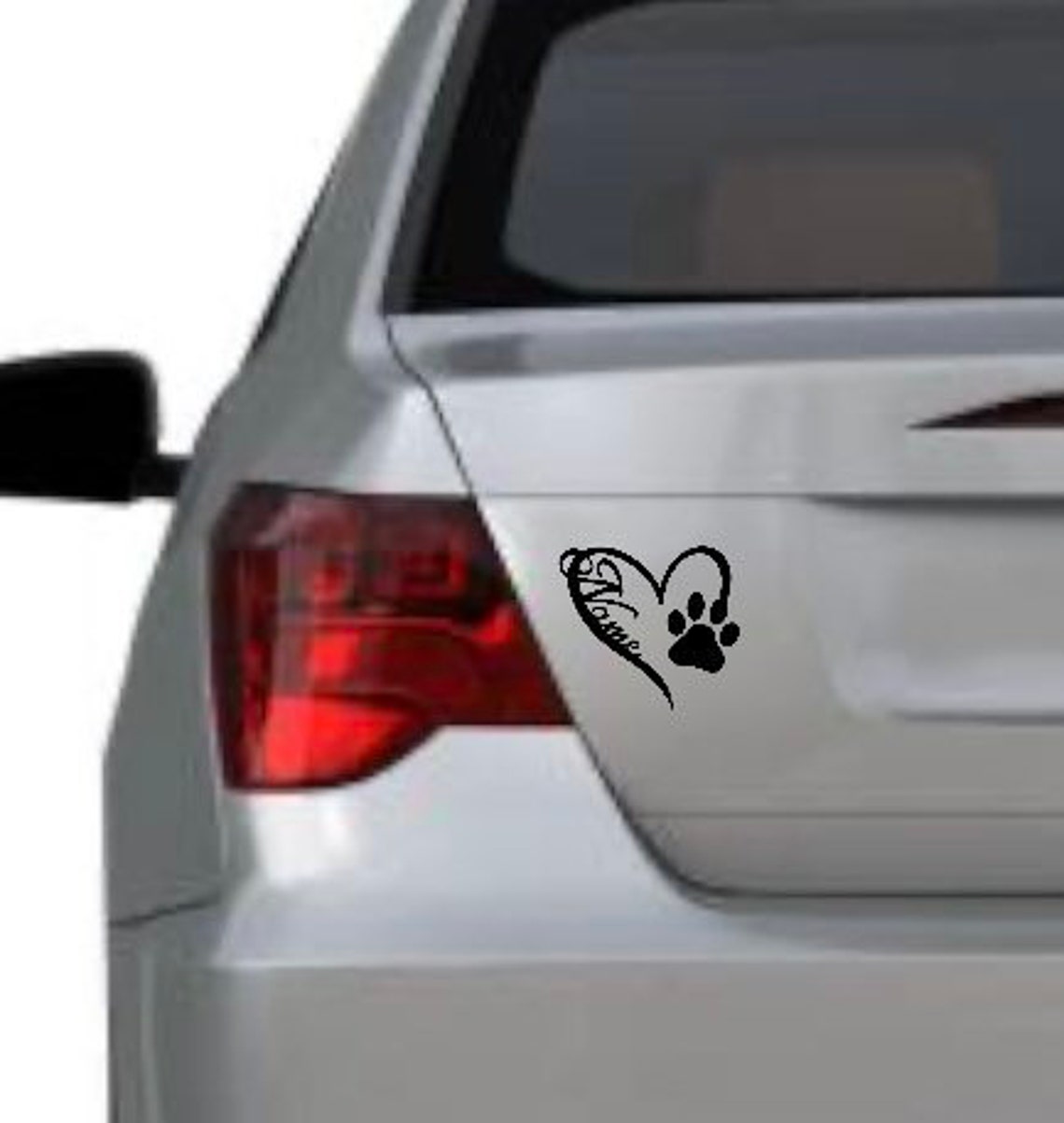 Paw Print Car Decal With Name Heart Dog Lover Vinyl Decal for - Etsy