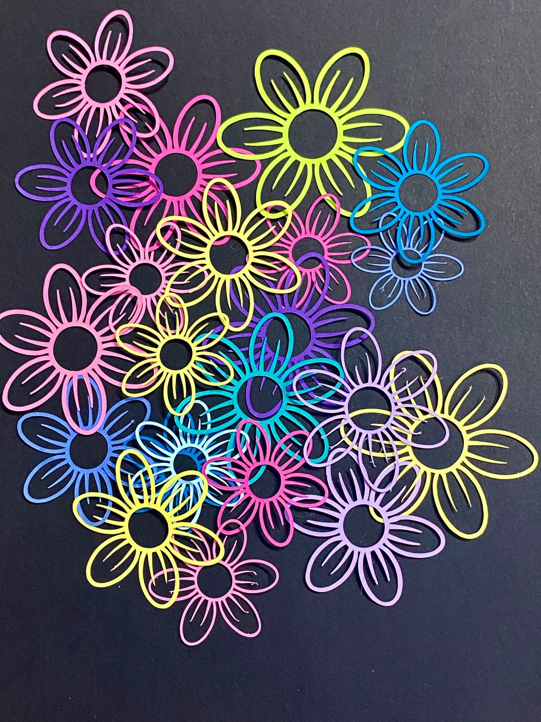 Die Cut Paper Flowers for Card Making multicolor Daisies for Scrapbooks ...
