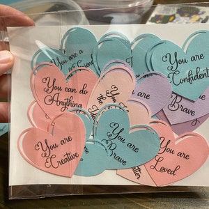Heart Shaped Affirmation Cards for Kids and Adults, Die Cut Paper ...