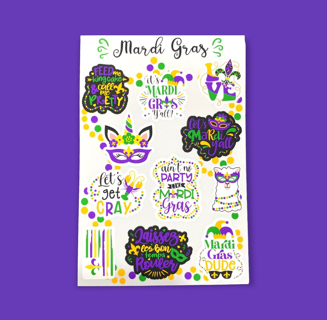 Mardi Gras Sticker Sheet 4x6 Sticker Sheet for Planners - Etsy
