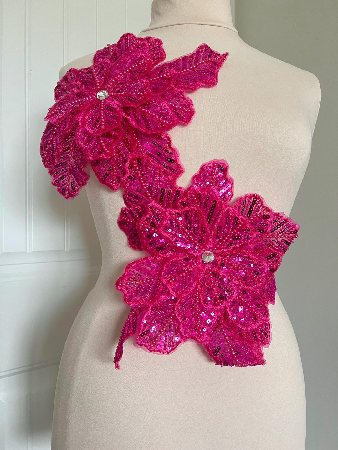 3d Hot Pink Applique/ Fuchsia Floral Lace Patches 150 - Etsy