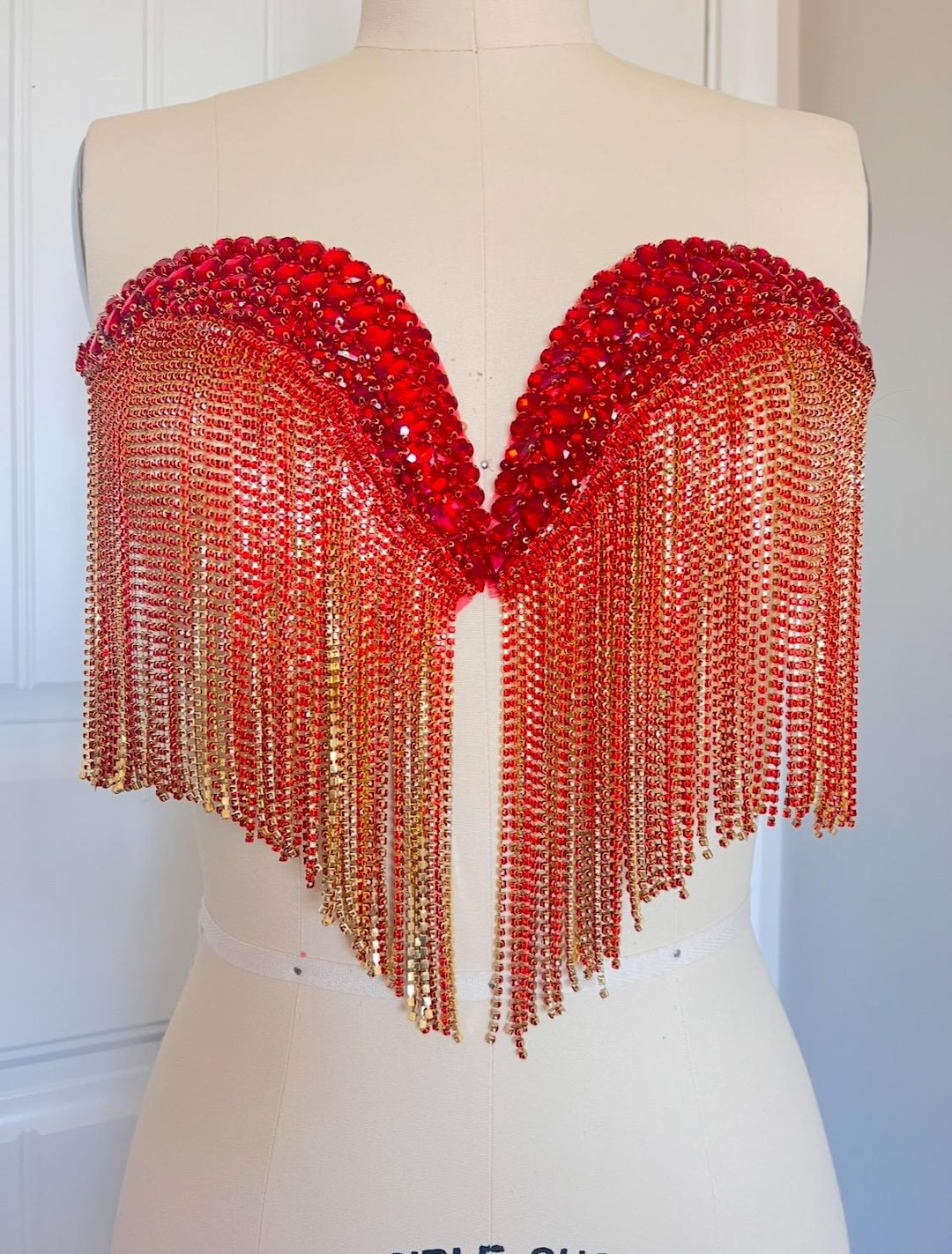 Red Rhinestone Applique/ Rhinestone Shoulder Embellishments 070 - Etsy