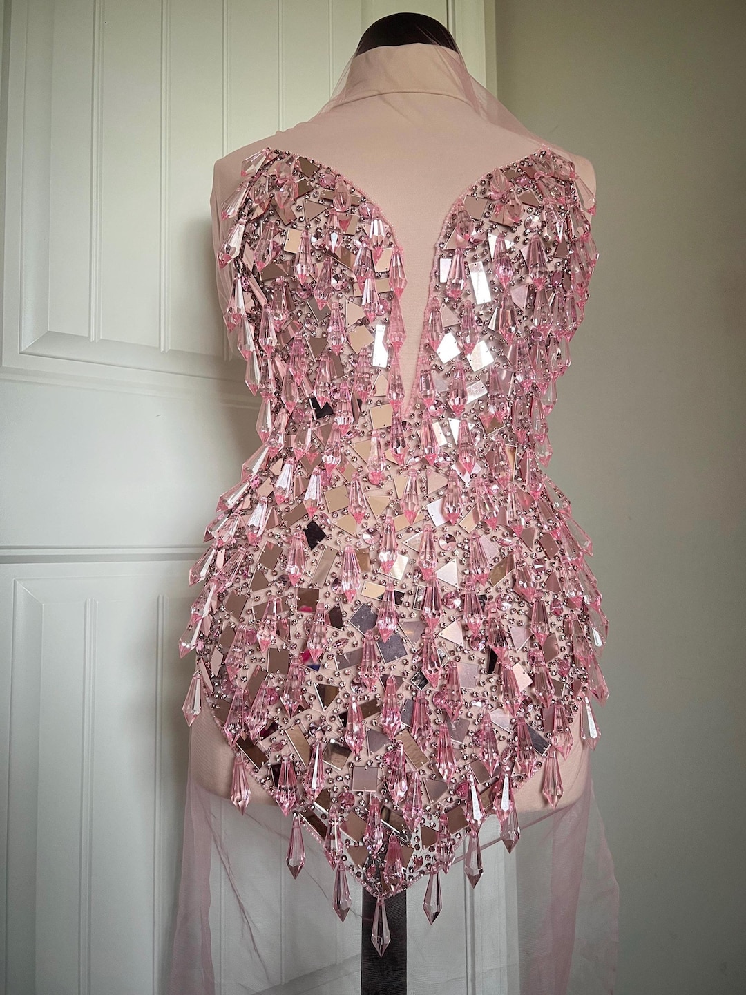 Pink Bodice Applique/ Pink Rhinestone Applique/ Mirror Rhinestone ...