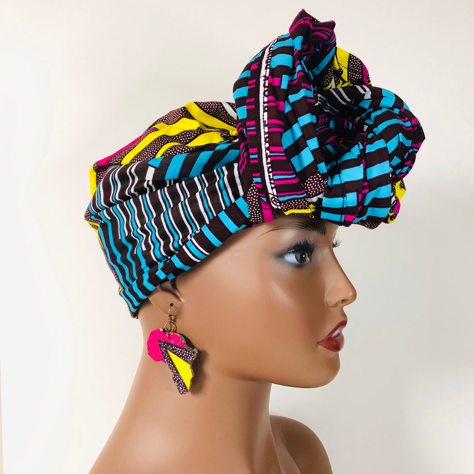 Vibrant African Print Head Wrap/100% Cotton Ankara Head Scarf/bandeaux ...