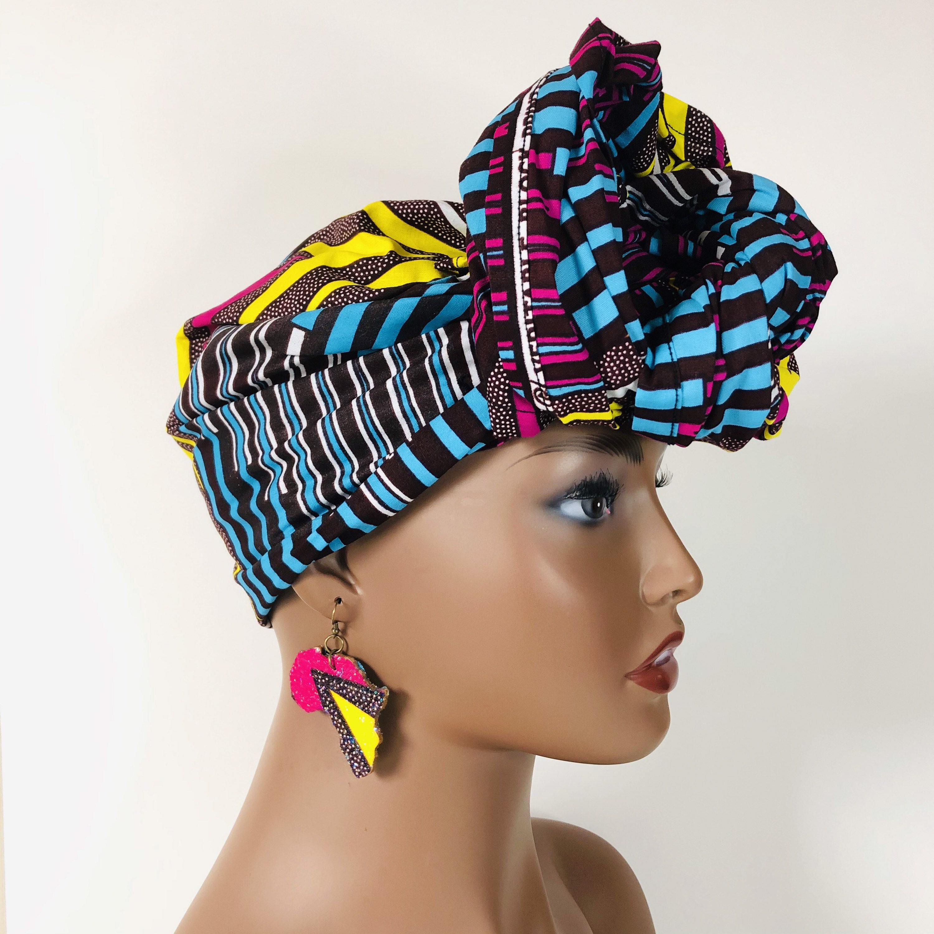 Vibrant African Print Head Wrap/100% Cotton Ankara Head Scarf/bandeaux ...