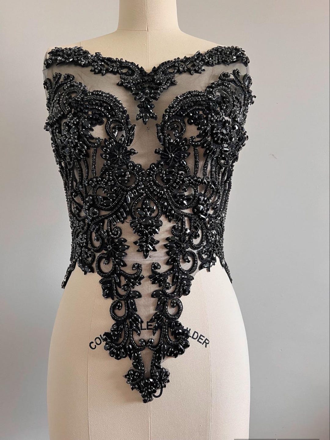Black Rhinestones Bodice Applique 059 - Etsy