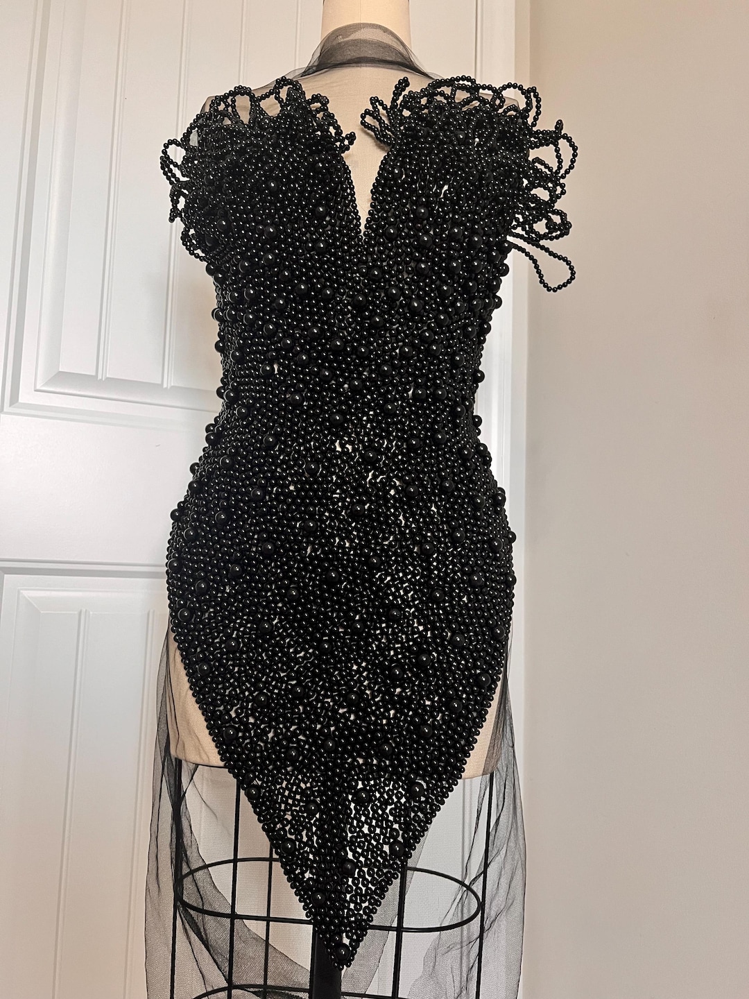 Black Pearl Bodice Applique/ Black Bodice Applique/ Faux Pearl Bodice ...