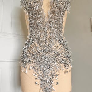 Silver Bodice Applique With Crystal Tear Drop/ Gold Bodice Applique 089 ...
