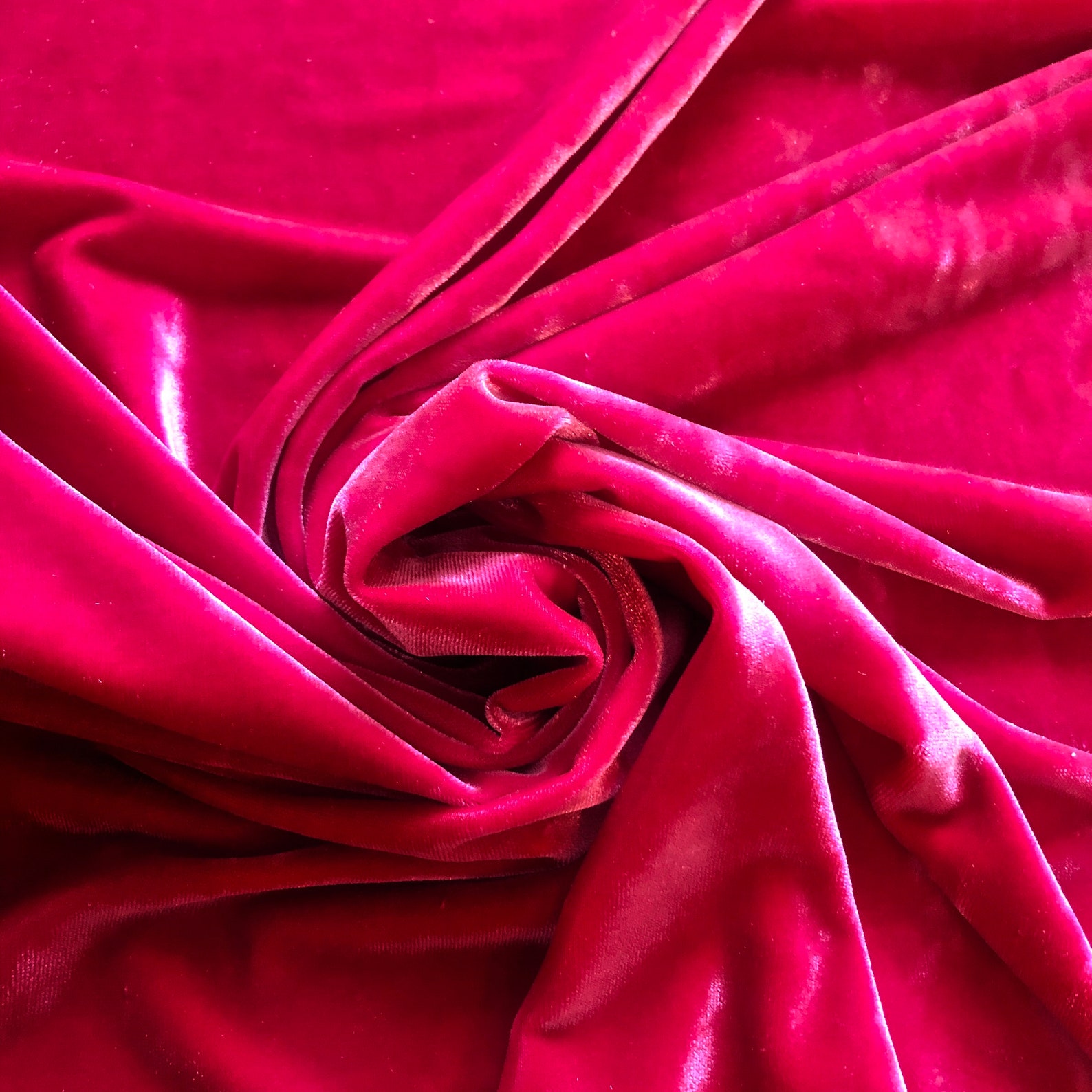 Fuchsia Pink Stretch Velvet Solid Fabric 4 Way Stretch 60 Wide by the ...