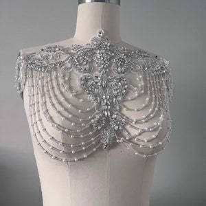 Silver Rhinestone Shoulder Waterfall Chain Appliqué/ Rhinestone & Pearl ...