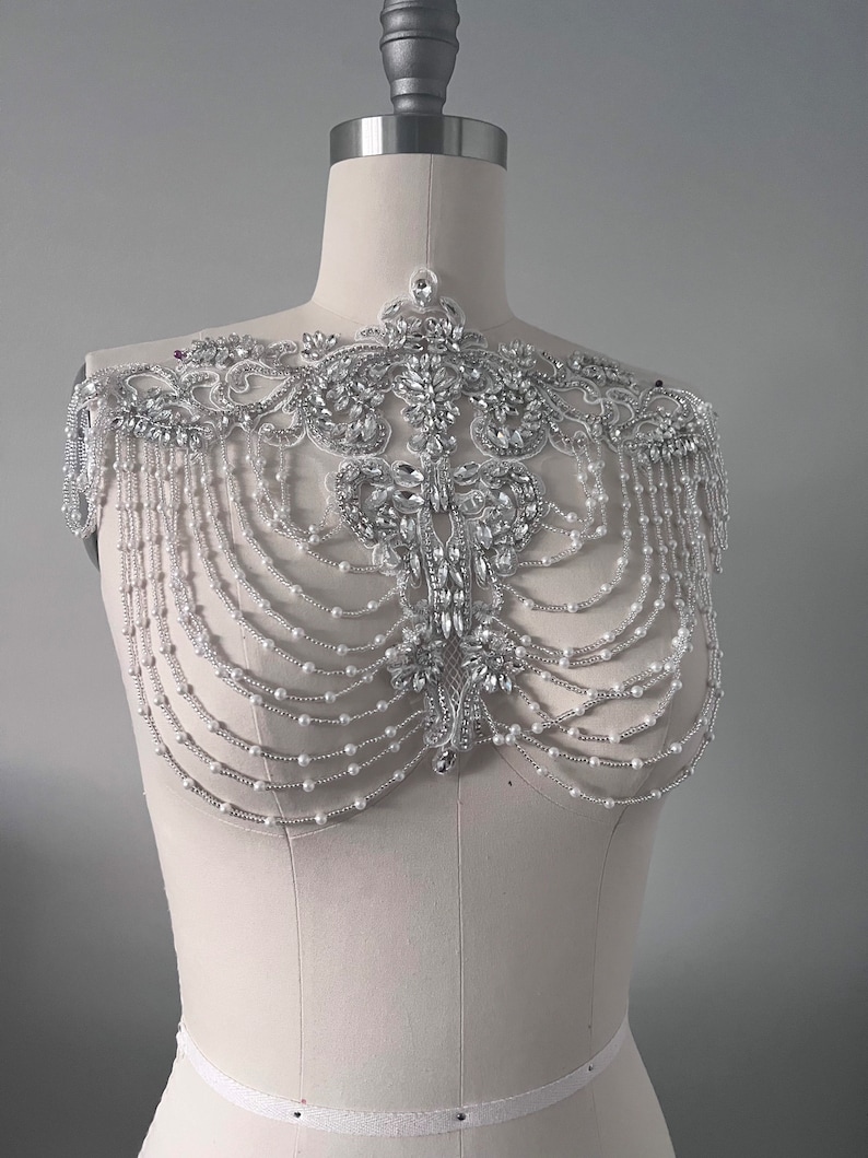 Silver Rhinestone Shoulder Waterfall Chain Appliqué/ - Etsy