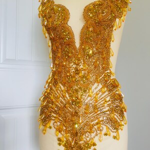 Silver Bodice Applique With Crystal Tear Drop/ Gold Bodice Applique 089 ...