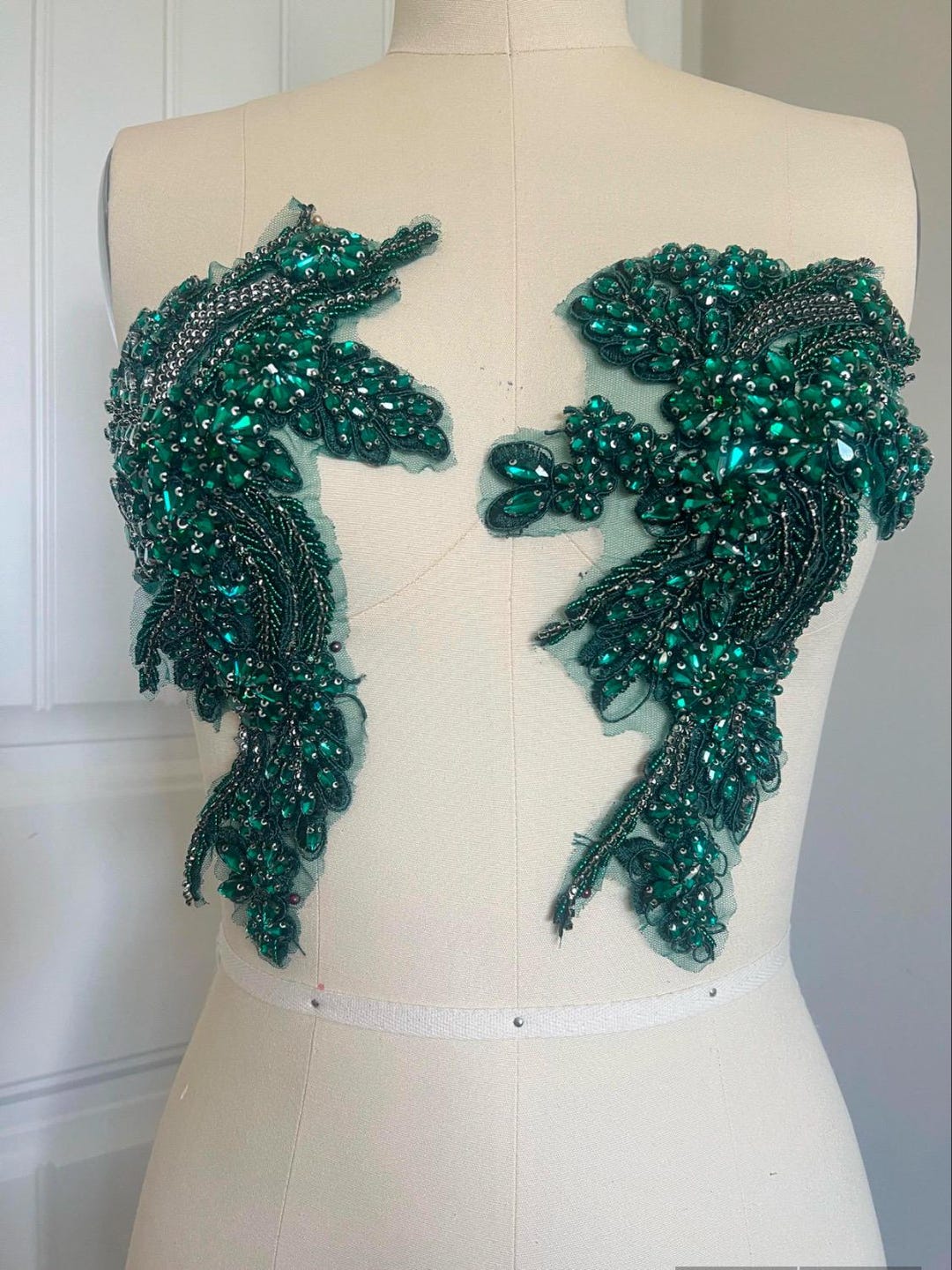 Emerald Green Rhinestone Patches/ Green Rhinestone Applique 018 - Etsy