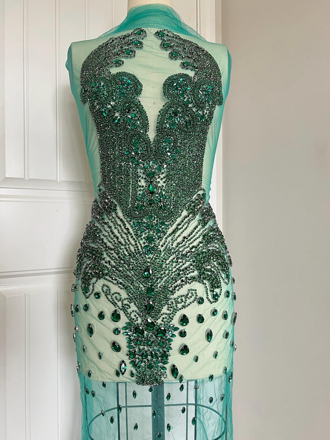 Emerald Green Rhinestone Bodice Applique 016 - Etsy