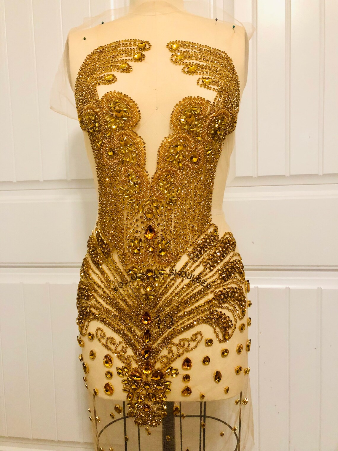 Gold Rhinestone Crystal Bodice Applique 016 - Etsy