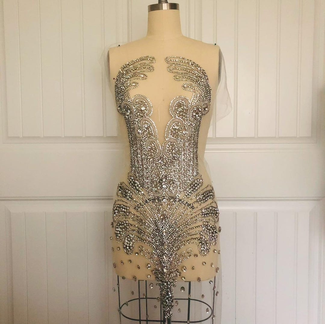 Silver Rhinestone Bodice Applique/ Silver Applique 016 - Etsy