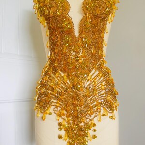 Silver Bodice Applique With Crystal Tear Drop/ Gold Bodice Applique 089 ...