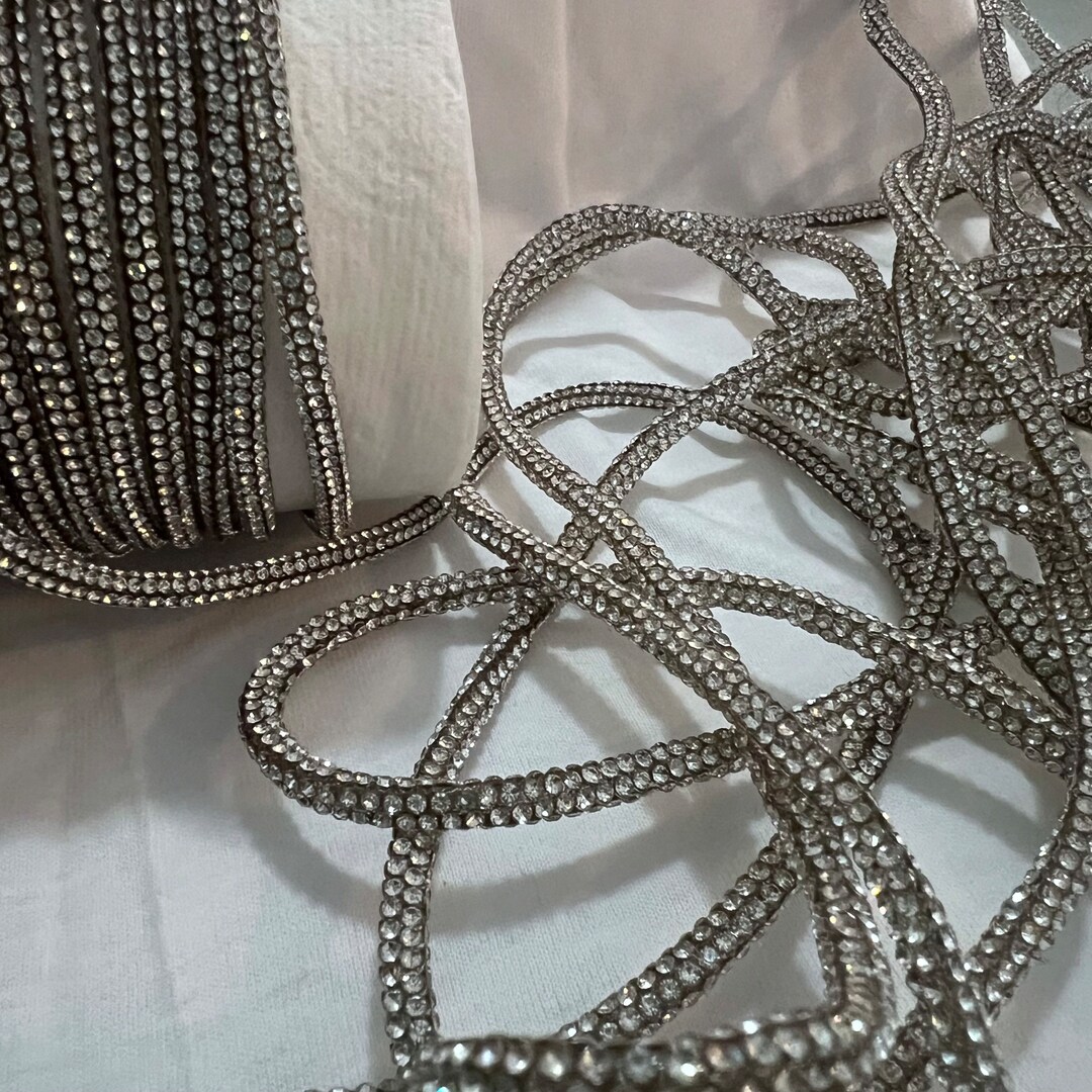 5mm Rhinestone Cord/ Rhinestone Rope/ Rhinestone Trim per Yard/ 36 ...