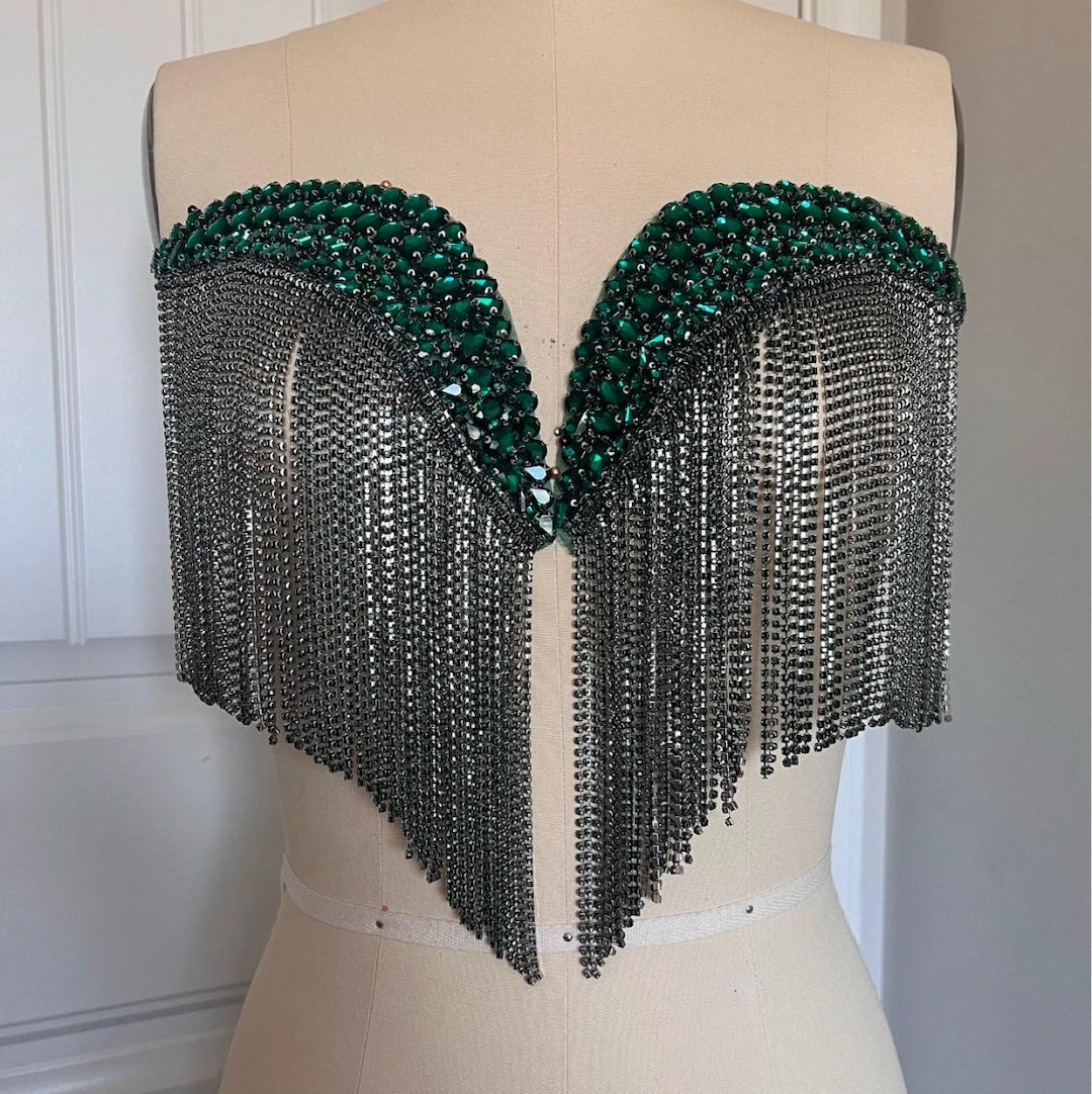 Emerald Green Rhinestone Applique/ Shoulder Rhinestone Patches 070 - Etsy
