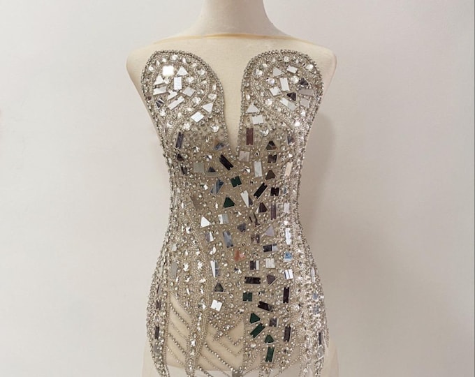 Silver Mirror Rhinestone Applique/ Mirror Applique 052 - Etsy